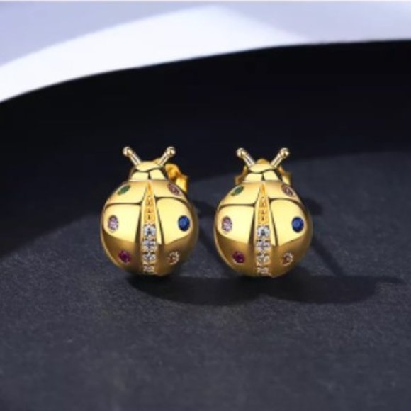 mystic gems | Jewelry | Ladybug Studs 4kgp S925 New | Poshmark